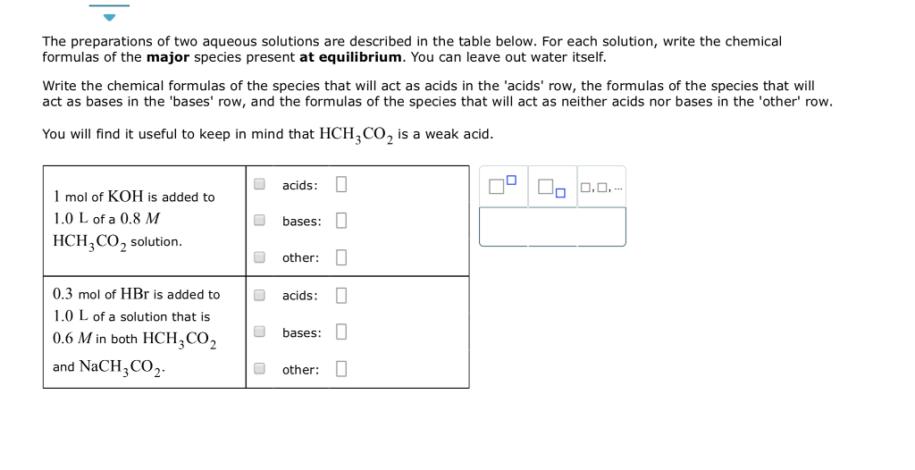 Solved The preparations of two aqueous solutions are | Chegg.com