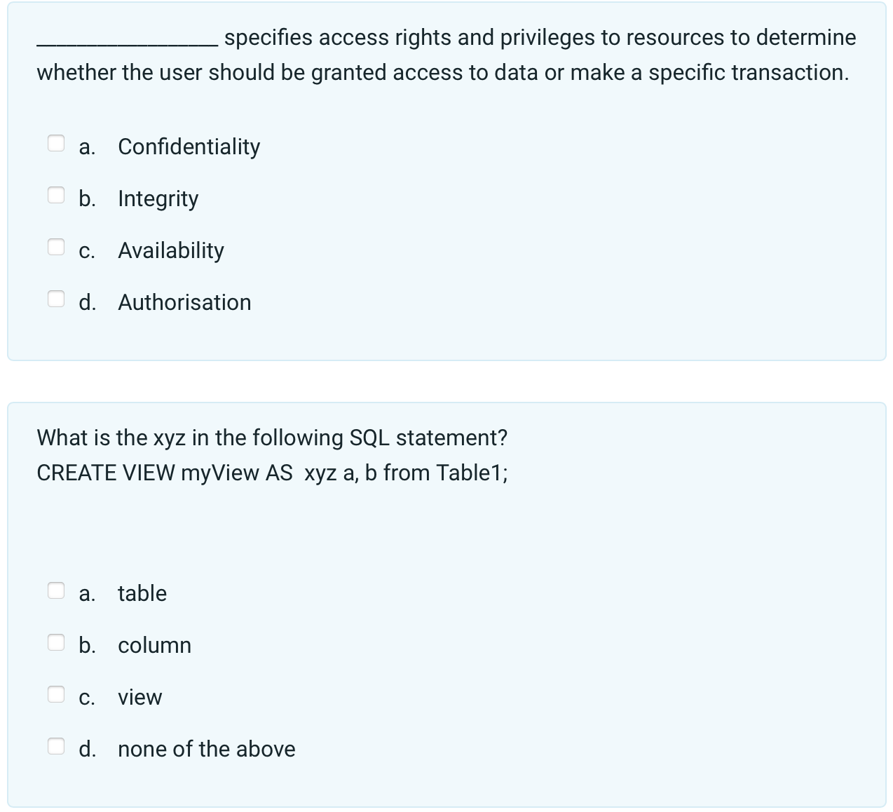 Solved specifies access rights and privileges to resources | Chegg.com