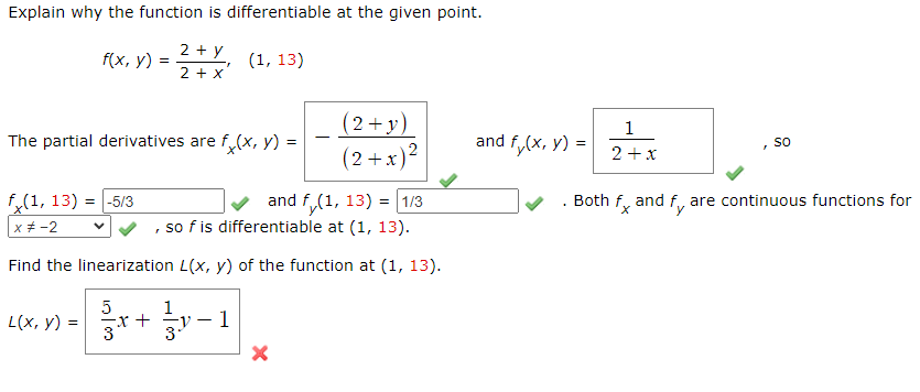 Solved Explain why the function is differentiable at the | Chegg.com