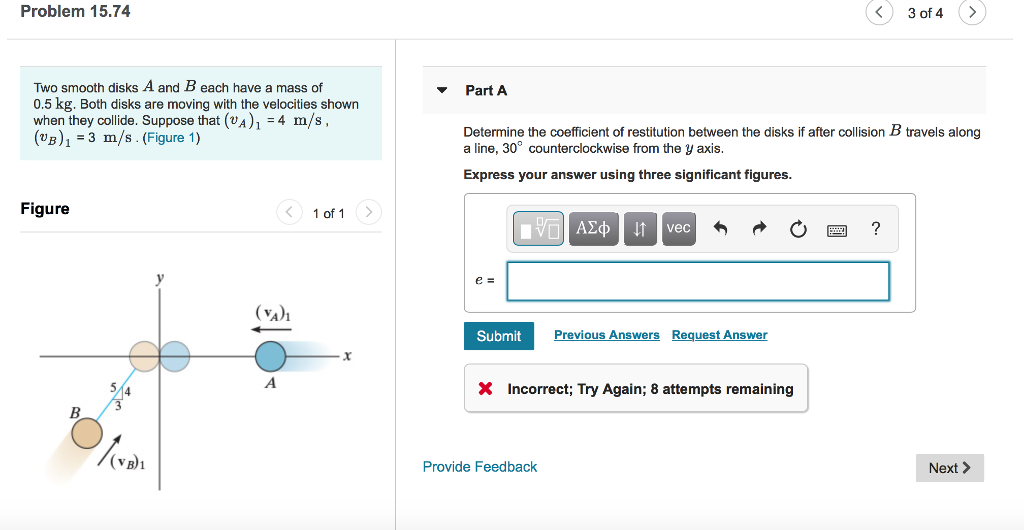 Solved Problem 15.74 3 of 4 > Two smooth disks A and B each | Chegg.com
