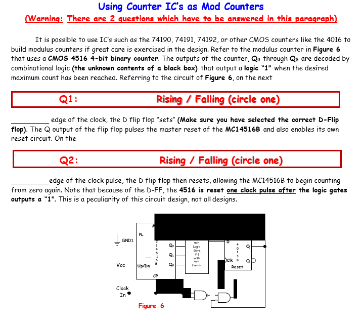 Using Counter IC's as Mod Counters (Warning: There | Chegg.com