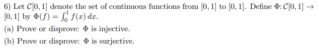Solved 6) Let C[0,1] denote the set of continuous functions | Chegg.com