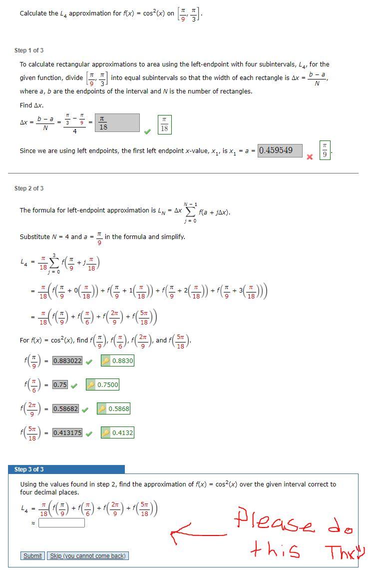 Solved Calculate the L, approximation for Rx) = cos?(x) on | Chegg.com