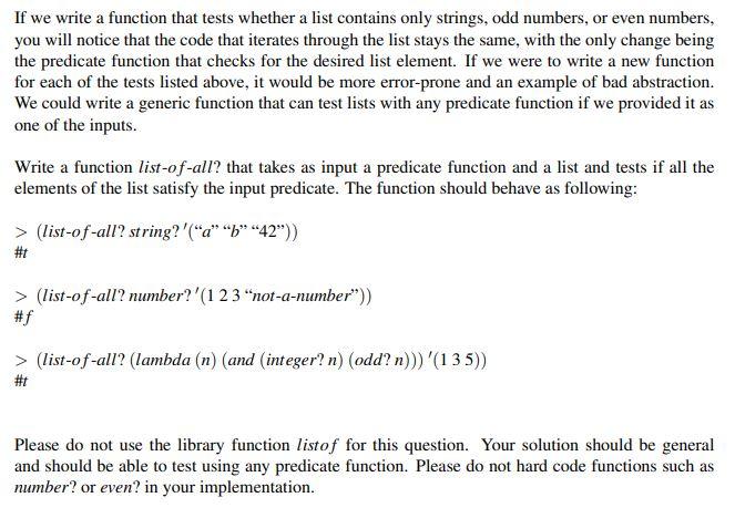Solved If we write a function that tests whether a list | Chegg.com