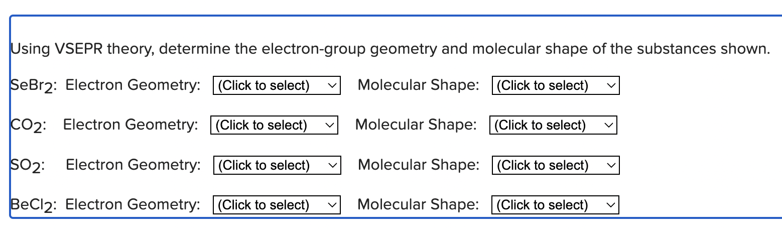 Solved Using VSEPR theory, determine the electron-group | Chegg.com