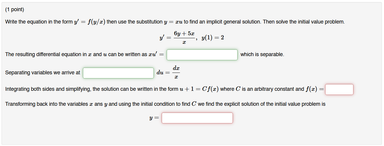 Solved Write the equation in the form y′=f(y/x) then use the | Chegg.com