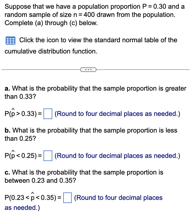 Solved Suppose that we have a population proportion P=0.30 | Chegg.com