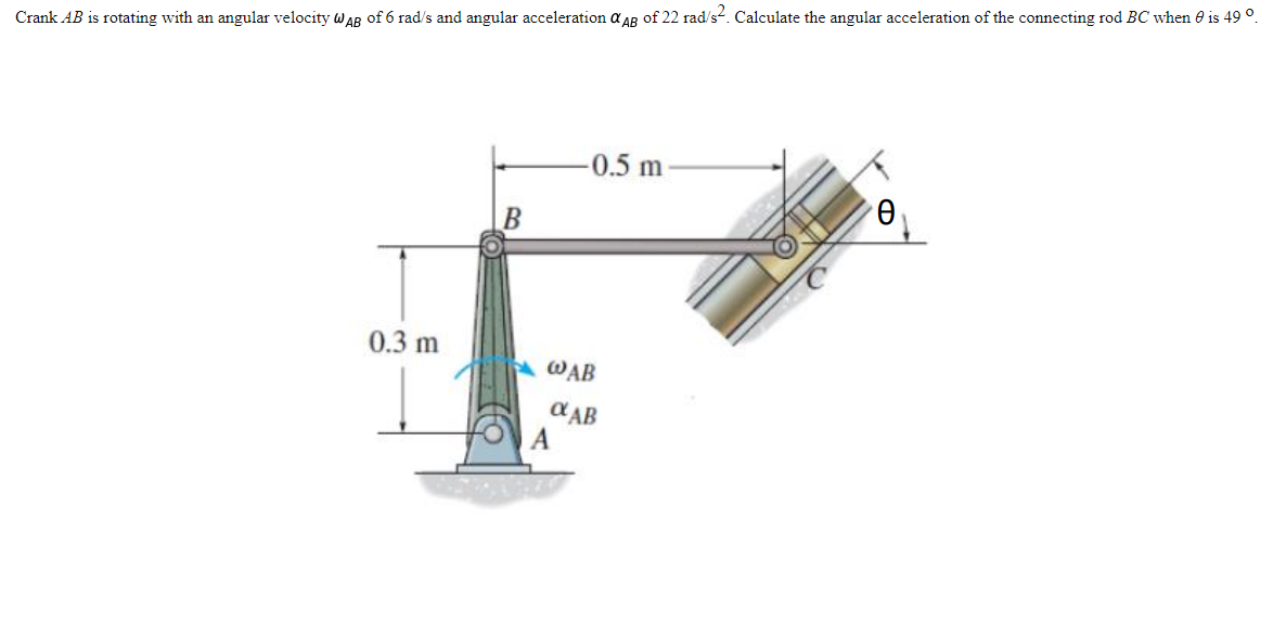 Solved Crank AB is rotating with an angular velocity WAR of | Chegg.com