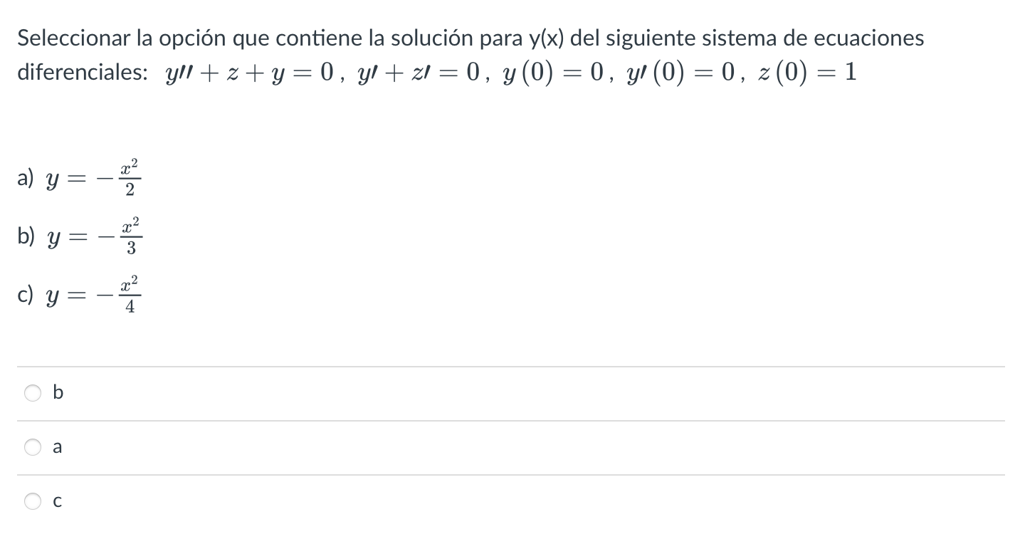 Solved Seleccionar la opción que contiene la solución para | Chegg.com
