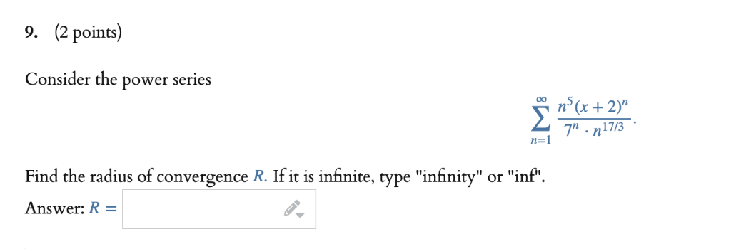 Solved 3. (2 points) Consider the power series Et*68 – 1). | Chegg.com