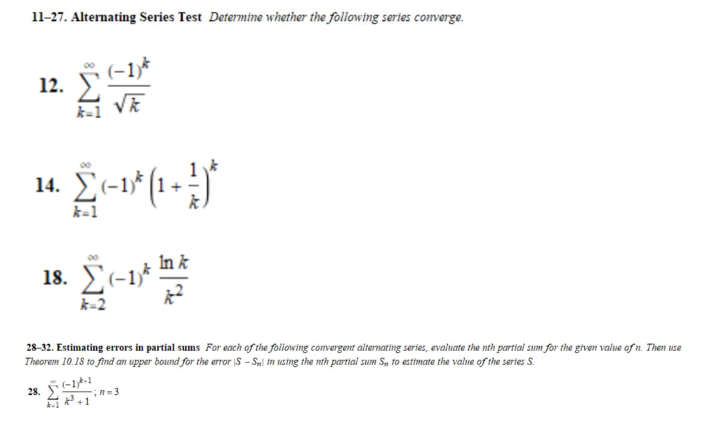 Solved 11-27. Alternating Series Test Determine whether the | Chegg.com