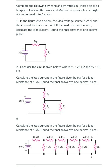Solved Complete the following by hand and by Multisim. | Chegg.com