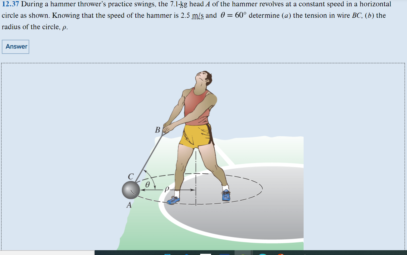 Solved 12.37 During a hammer thrower's practice swings, the | Chegg.com