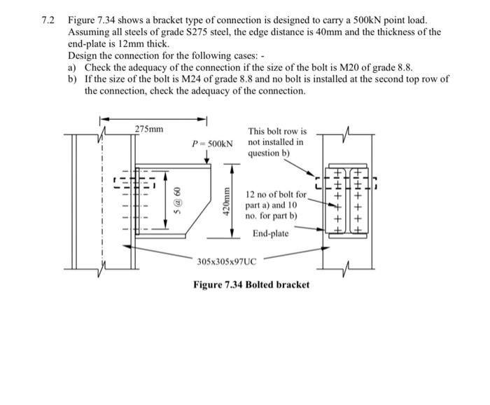Solved 7.2 Figure 7.34 shows a bracket type of connection is | Chegg.com