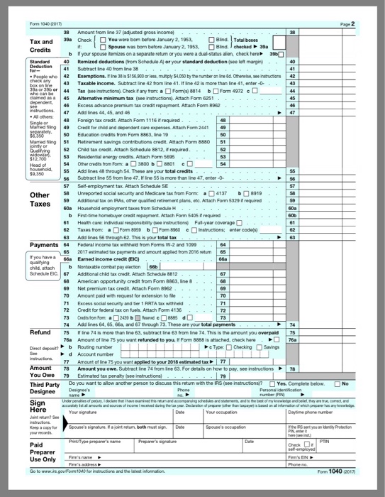 Individual Income Tax Project 2 (15 points) Based on | Chegg.com