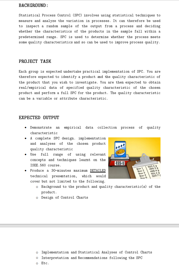 BACKGROUND: Statistical Process Control (SPC) | Chegg.com
