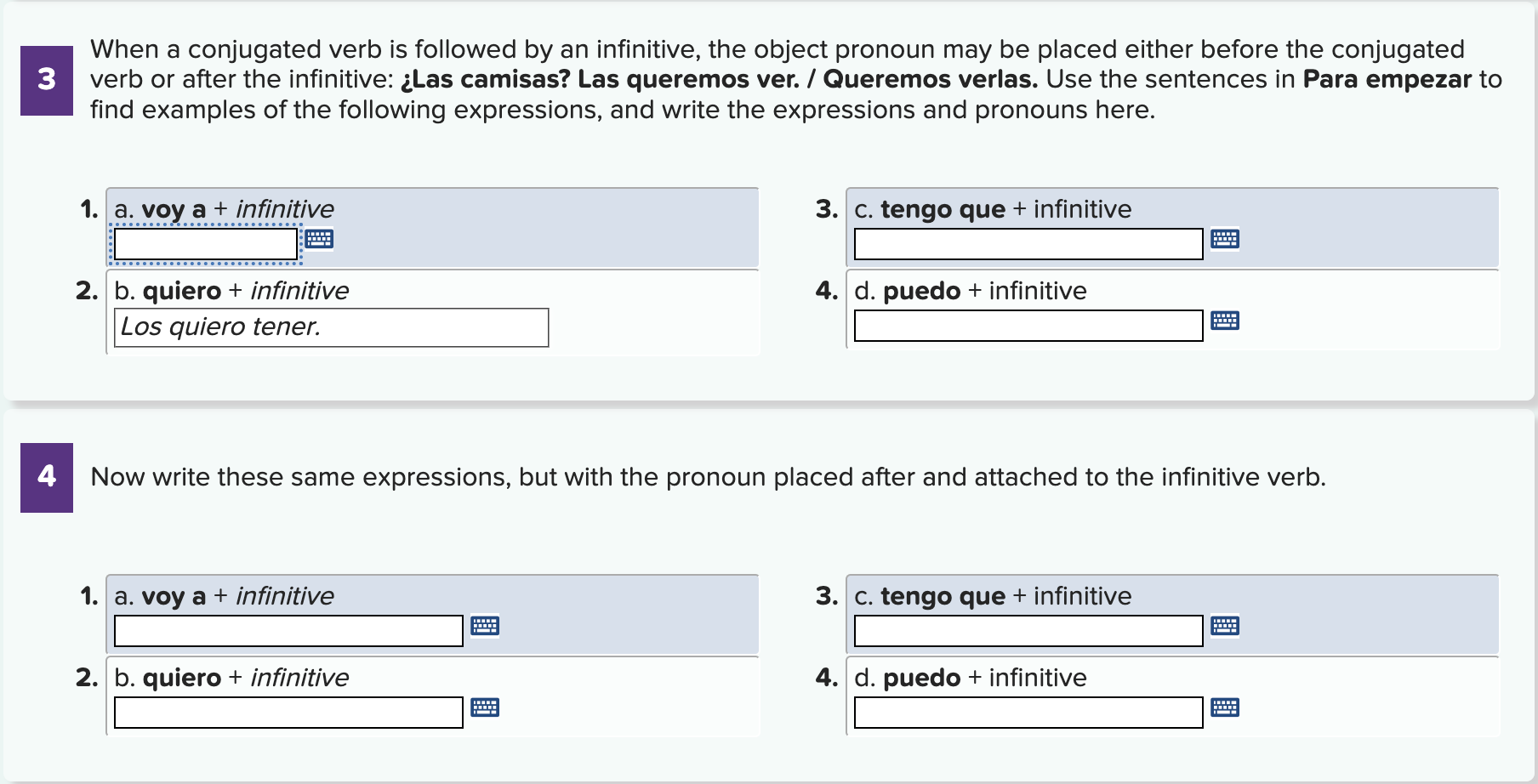 When a conjugated verb is followed by an infinitive, | Chegg.com