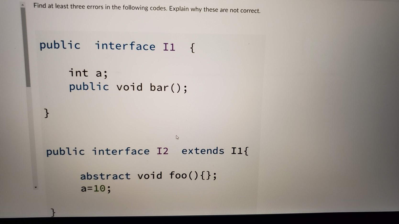 Solved Find at least three errors in the following codes. | Chegg.com