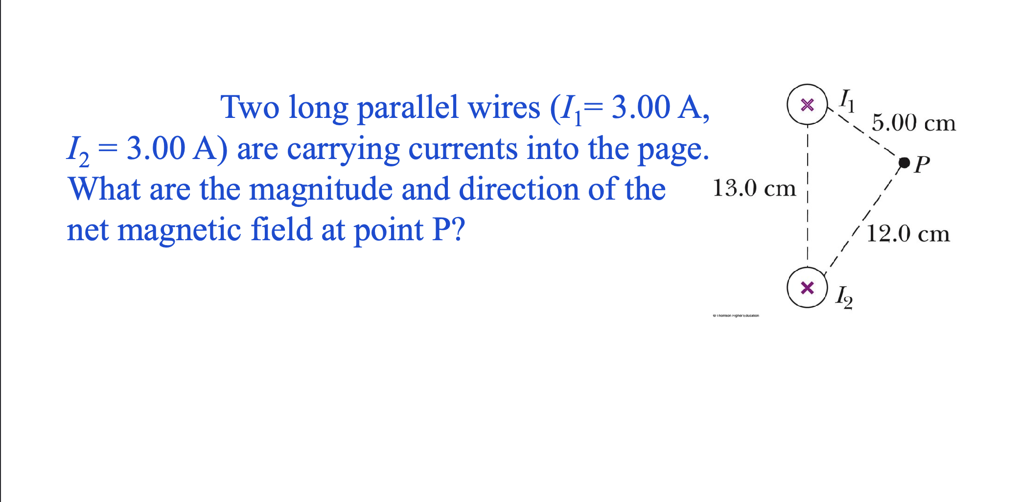 Solved Two long parallel wires {:I2=3.00(A)) ﻿are carrying | Chegg.com
