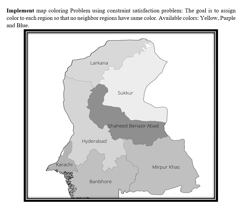 Solved Implement map coloring Problem using constraint | Chegg.com