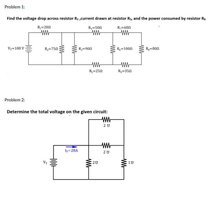 Solved Problem 1: Find the voltage drop across resistor R2 | Chegg.com