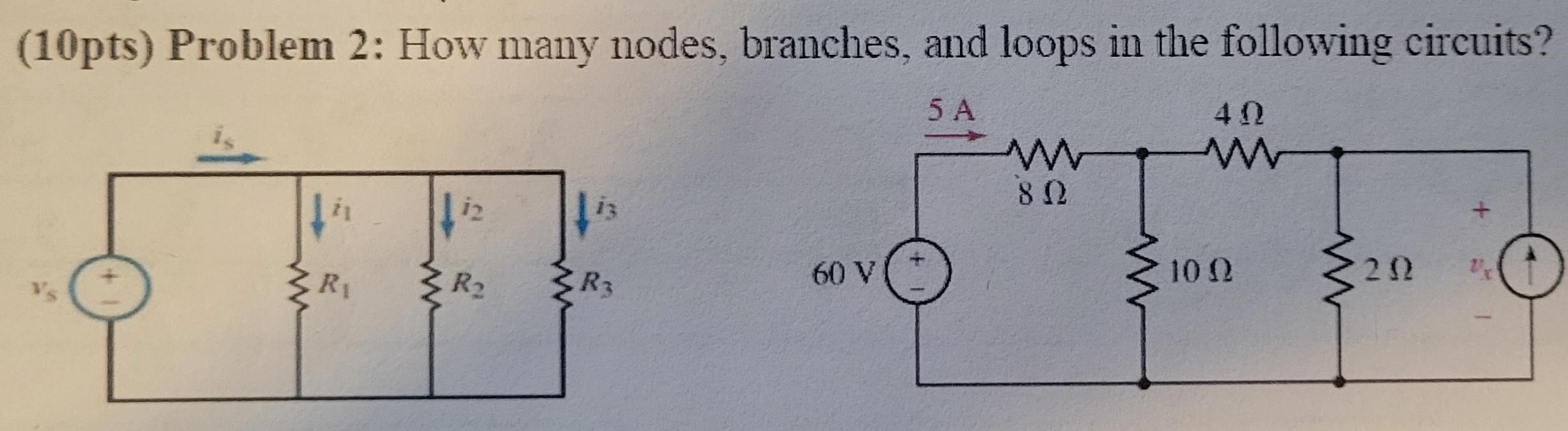Solved (10pts) Problem 2: How many nodes, branches, and | Chegg.com