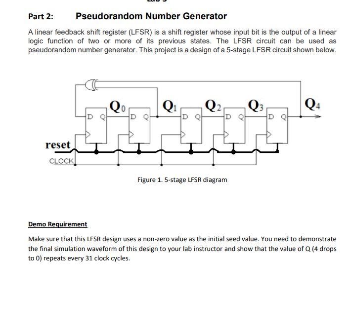 Solved Part 2: Pseudorandom Number Generator A linear | Chegg.com
