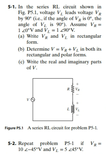 Solved 5-1. In the series RL circuit shown in Fig. P5.1, | Chegg.com