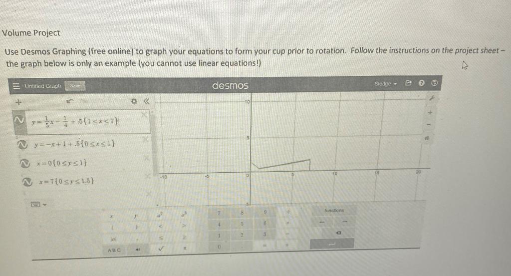 Solved Volume Project Use Desmos Graphing (free online) to | Chegg.com