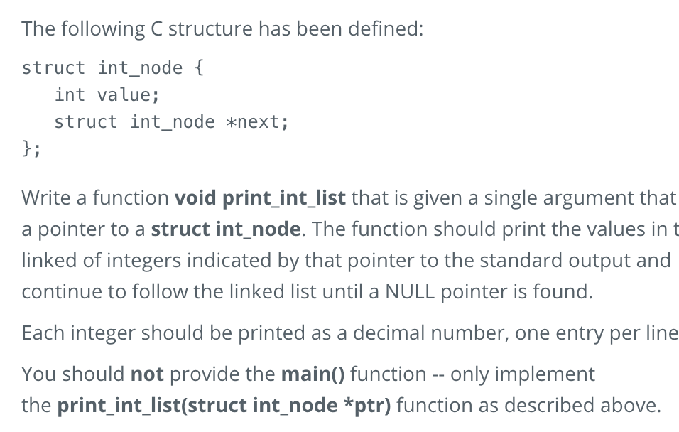 Solved The following C structure has been defined: struct | Chegg.com