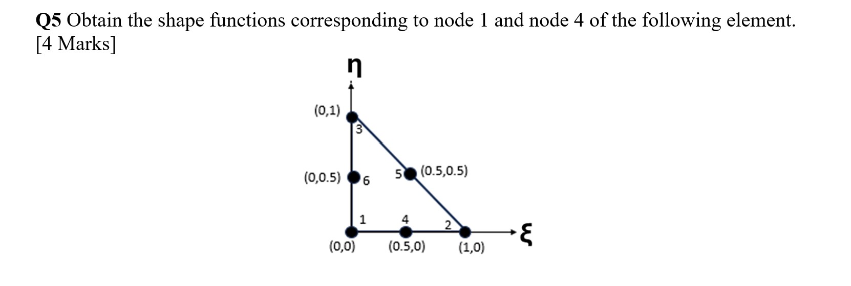 Solved Q5 ﻿Obtain the shape functions corresponding to node | Chegg.com