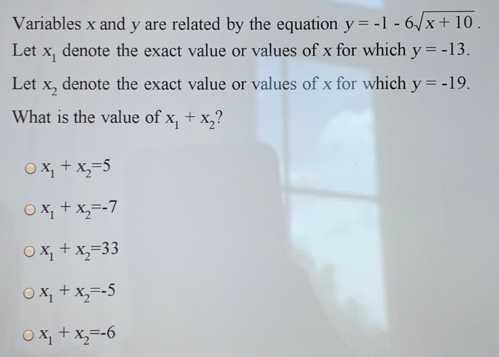 Solved Variables x and y are related by the equation y -1 - | Chegg.com