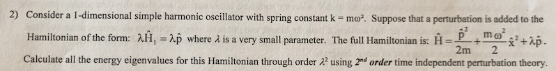 Solved 2) Consider a 1-dimensional simple harmonic | Chegg.com