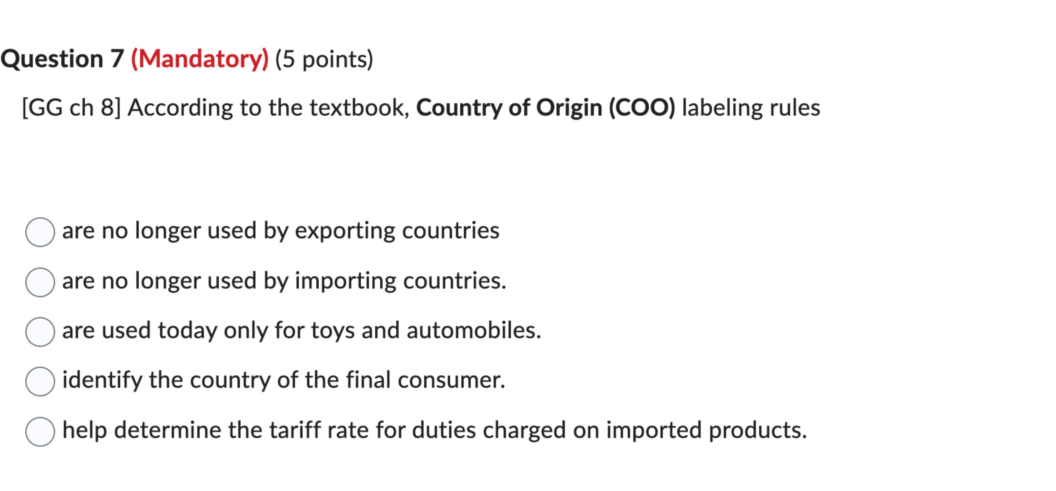 Solved question 7:Question 7 (Mandatory) (5 ﻿points)[GG ch | Chegg.com