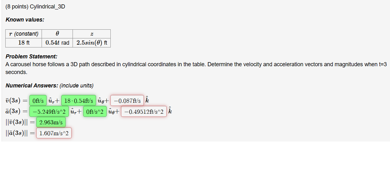 Solved (8 points) Cylindrical_3D Known values: Problem | Chegg.com