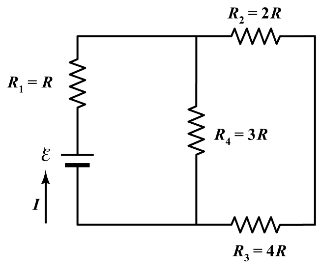 Solved Four resistors are connected to a battery as shown in | Chegg.com