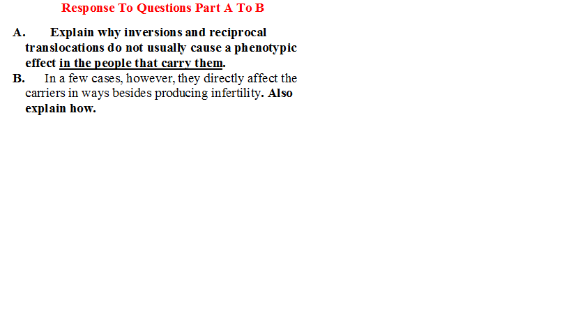 Solved Response To Questions Part A ToB A. Explain why | Chegg.com