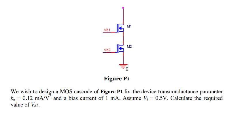Solved Figure P1 We wish to design a MOS cascode of Figure | Chegg.com