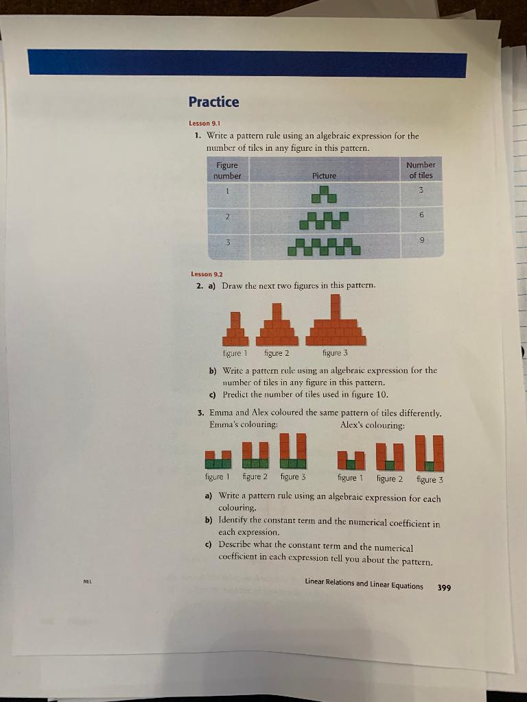 Solved Practice Lesson 9 1 1 Write A Pattern Rule Using An Chegg