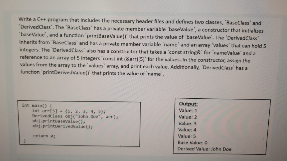 Solved Write a C++ program that includes the necessary | Chegg.com