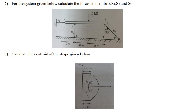Solved For the system given below calculate the forces in | Chegg.com