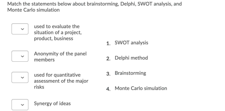Solved Match the statements below about brainstorming, | Chegg.com