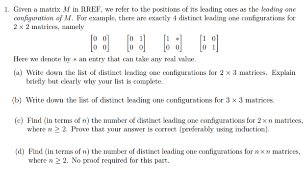 Solved 1. Given a matrix M in RREF, we refer to the | Chegg.com