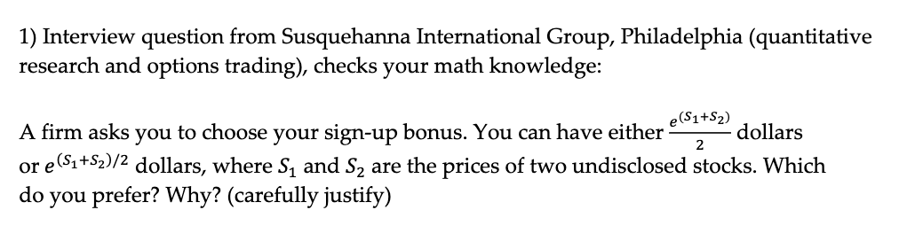 Solved Interview question from Susquehanna International | Chegg.com