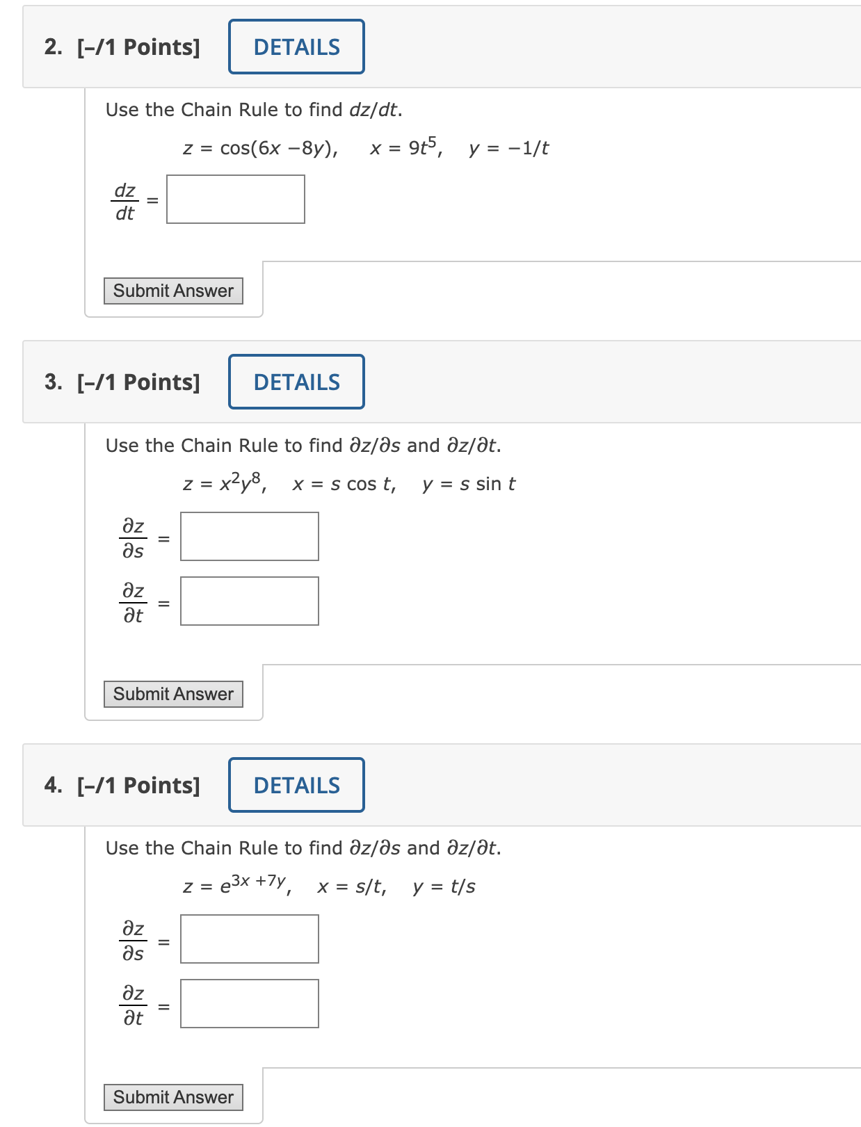 Solved Use the Chain Rule to find dz/dt. | Chegg.com