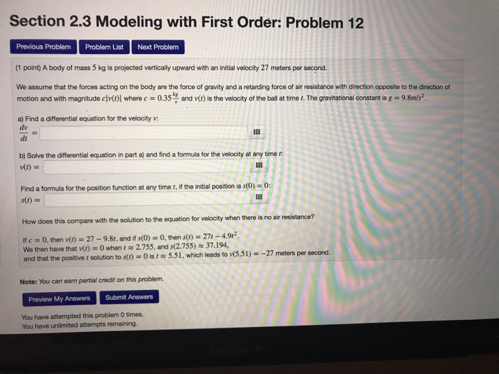 Solved Section 2 3 Modeling With First Order Problem 9
