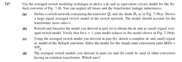 Use the averaged switch modeling technique to derive | Chegg.com