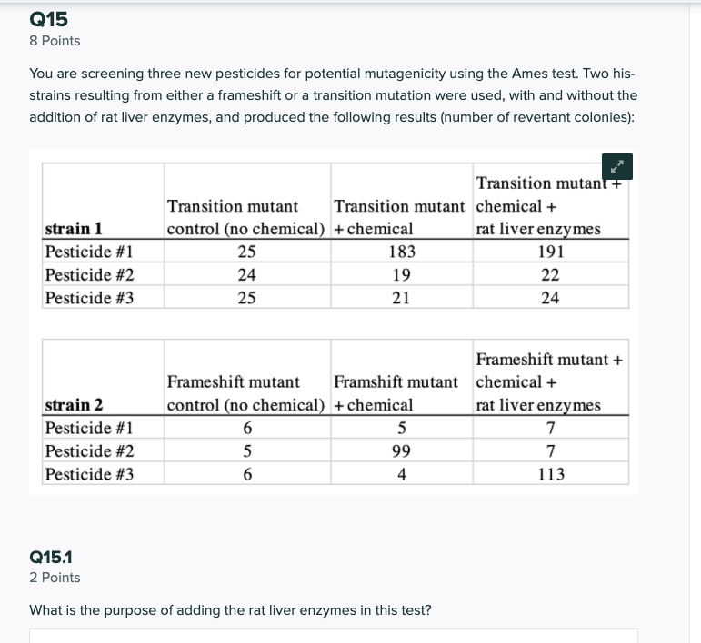 Solved Q15 8 Points You are screening three new pesticides | Chegg.com