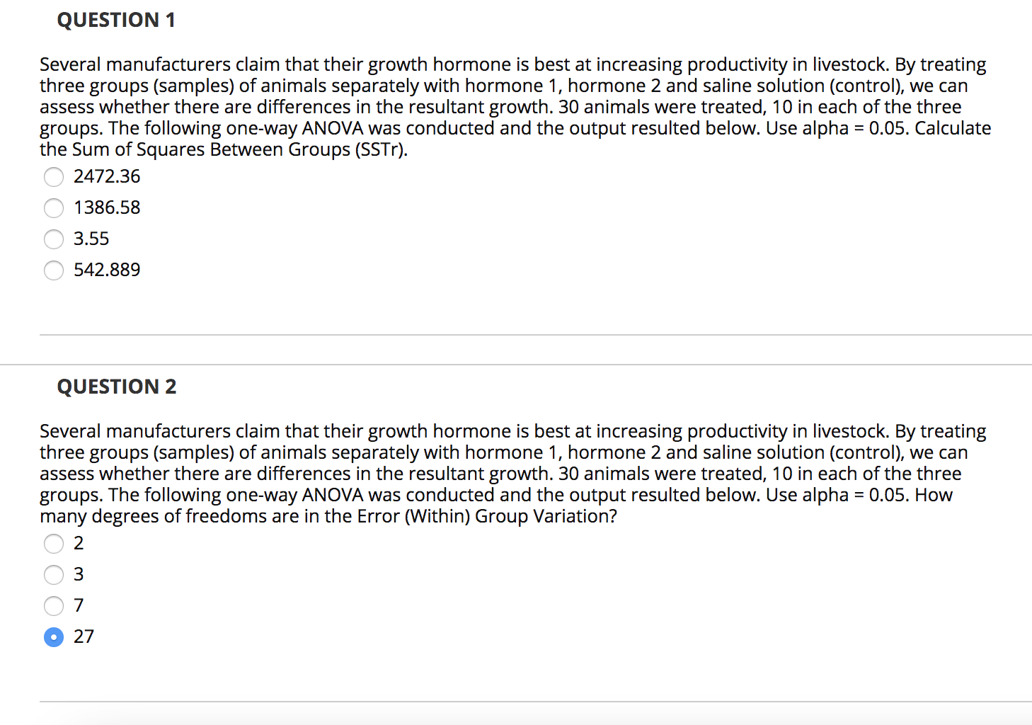 Solved Source of Variation | Sum of Squares | Degrees of | Chegg.com