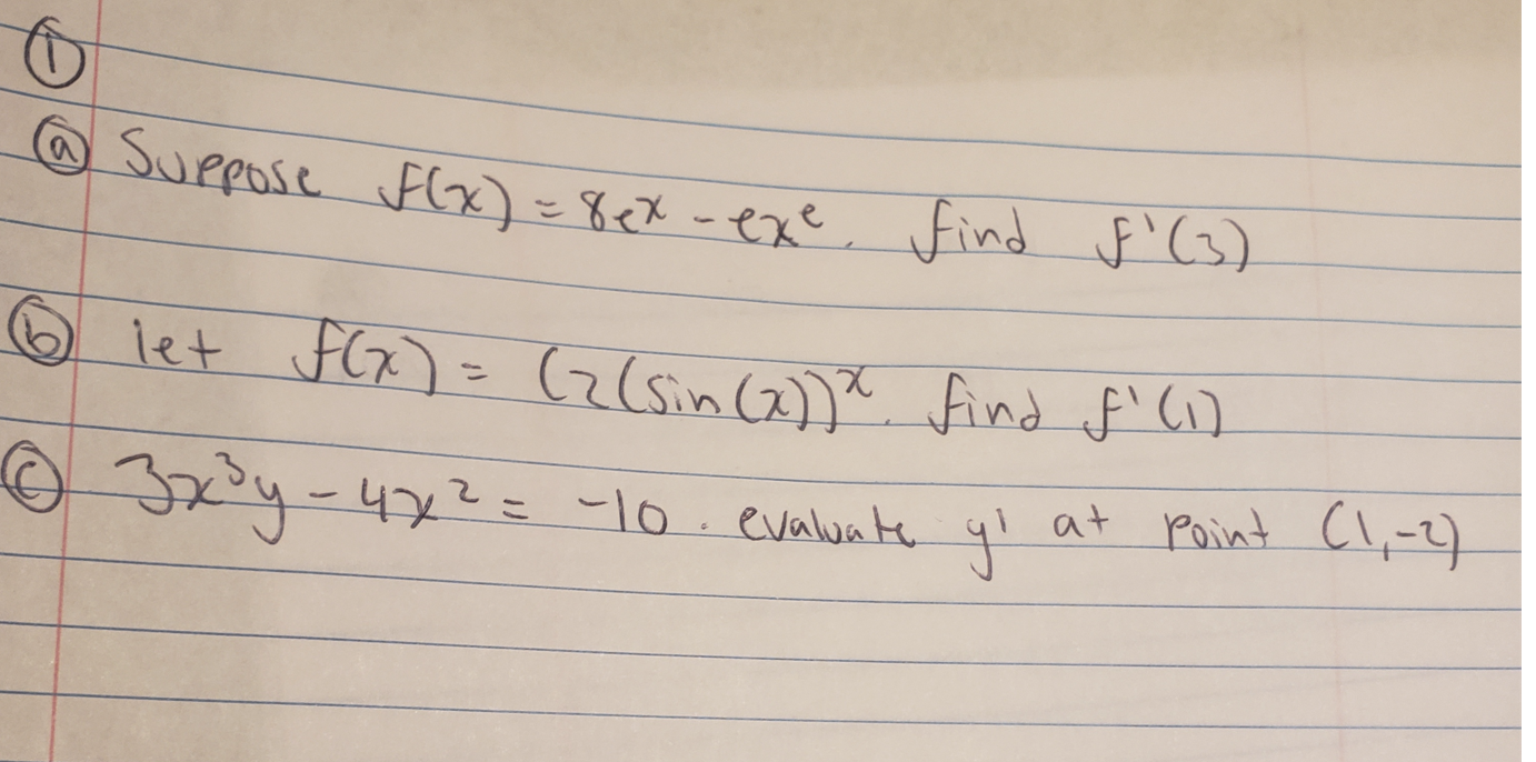 Solved 0 @ Suppose F(x) = 8ex-exe find f (3) ' X ③ let f(x) | Chegg.com Solved 0 @ Suppose F(x) = 8ex-exe find f (3) ' X ③ let f(x) | Chegg.com
